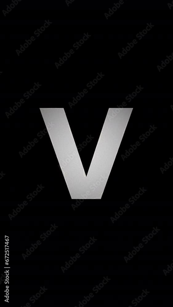 Fire letter reveal and vanish animation. V symbol burn like paper with ...