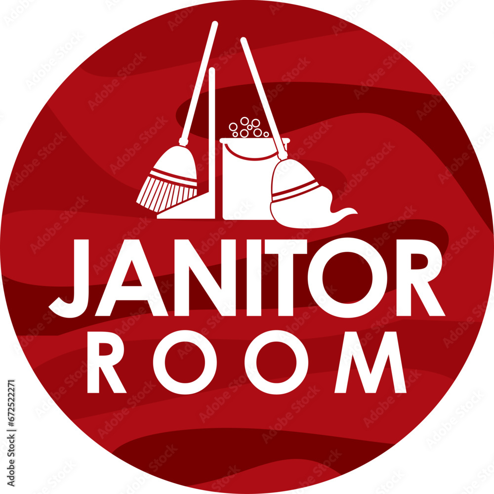 unique vector illustration of janitor room signage. Icon including ...
