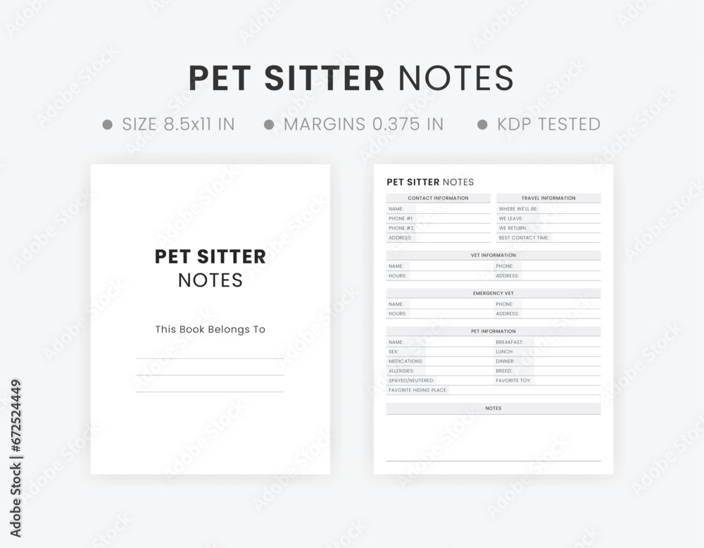 Pet Sitter Notes Printable Checklist Template. Dog, Cat, or Other ...