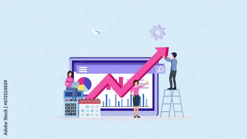 4k animation clip Data analysis. statistical for business finance ...