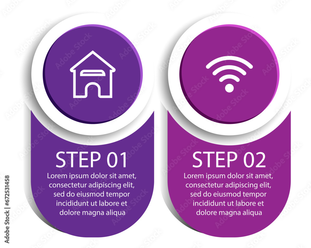 Infografis 2 langkah, desain infografis simpel terdiri dari dua bagian ...