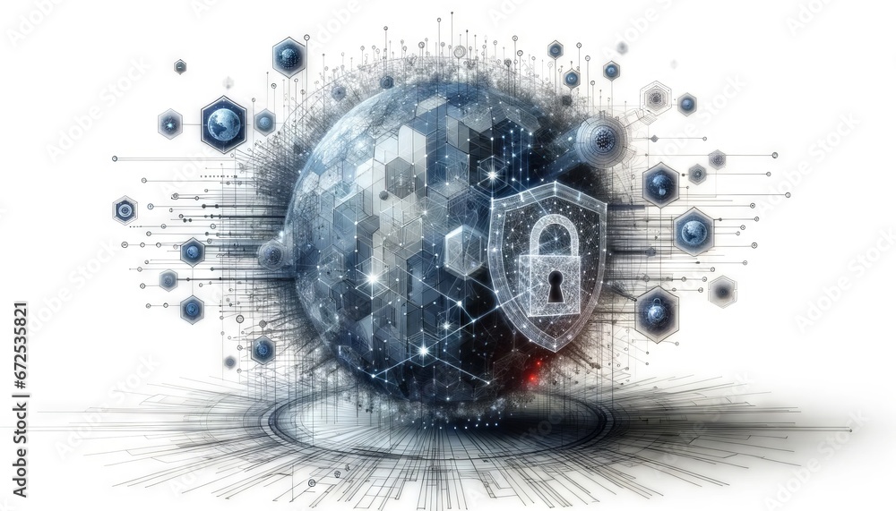 cybersecurity image with digital computer technology and locks to ...