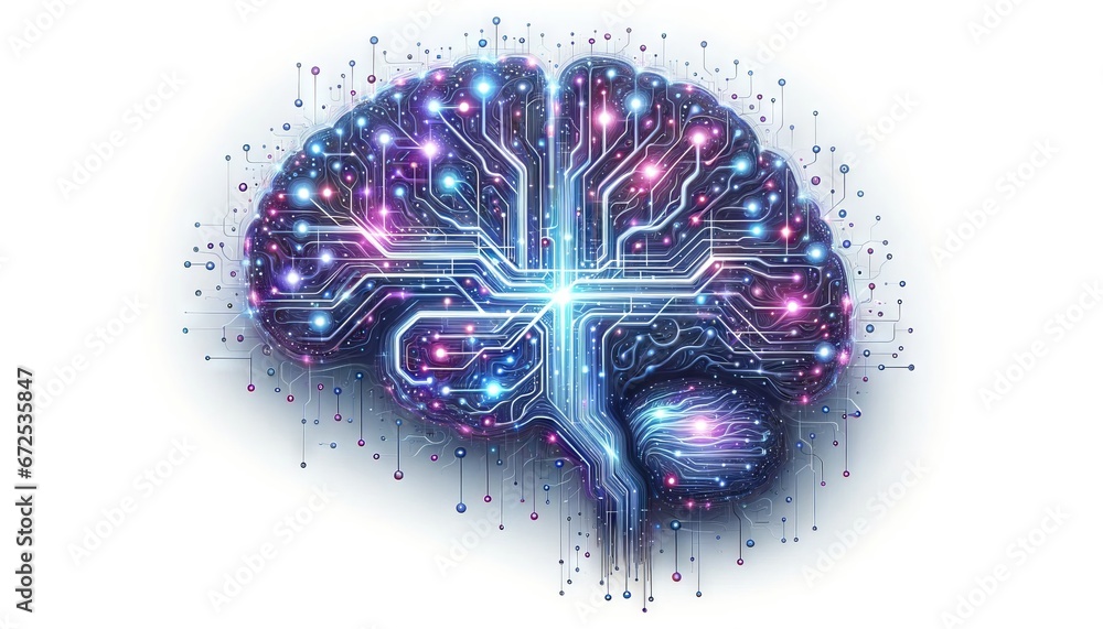 artificial intelligence represented as a digital computer brain with a ...