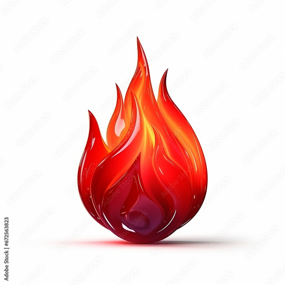 3d fire flame icon with burning red hot sparks isolated on white ...