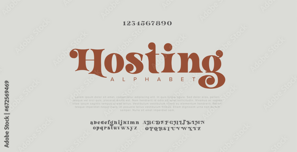 Hosting abstract digital technology logo font alphabet. Minimal modern ...