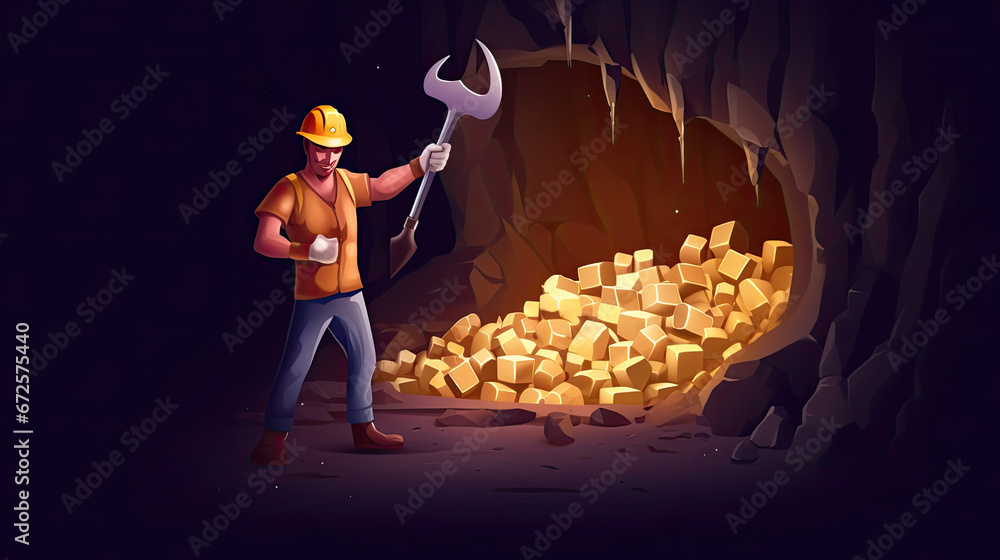 Cartoon Drawing Of gold Miner Stock Illustration | Adobe Stock