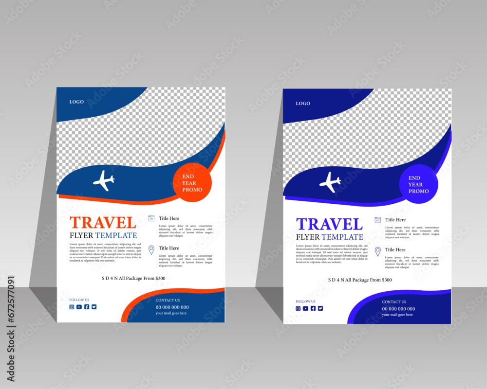 Travel Flyer, Modern Travel Flyer Template Design bundle Modern poster ...