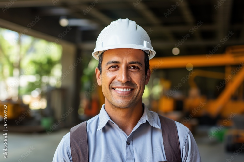 Construction worker, civil engineer with safety helmet in construction ...