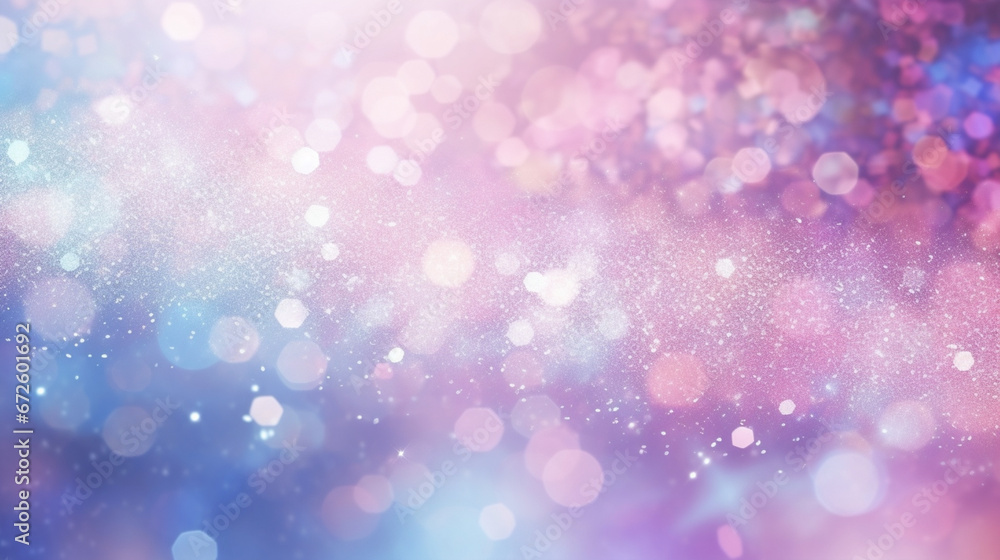 Pink and blue starry glitter feminine toned bokeh background banner ...