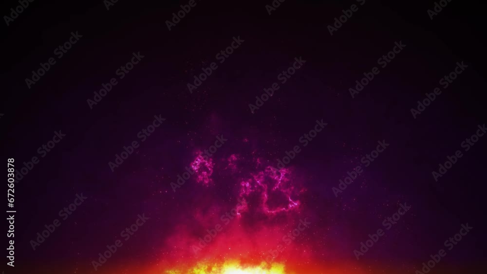 abstract 4k seamless loop nebula background with glowing red fire ...
