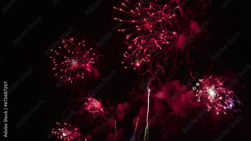 4K. loop seamless of real fireworks background, Fireworks display ...