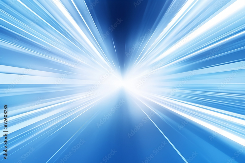 Blur zoom abstract background in blue and white, vanishing point ...