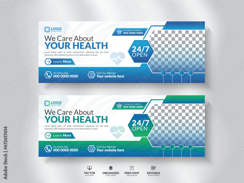 Modern professional medical healthcare social media cover design ...