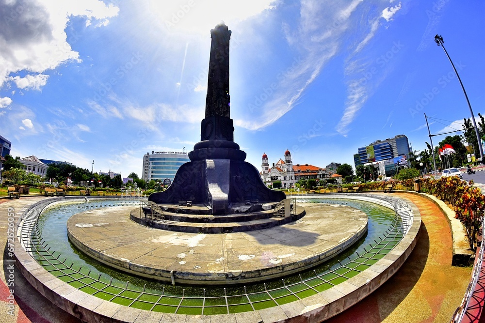 The historic area of Semarang, the Tugu Muda monument and the European ...