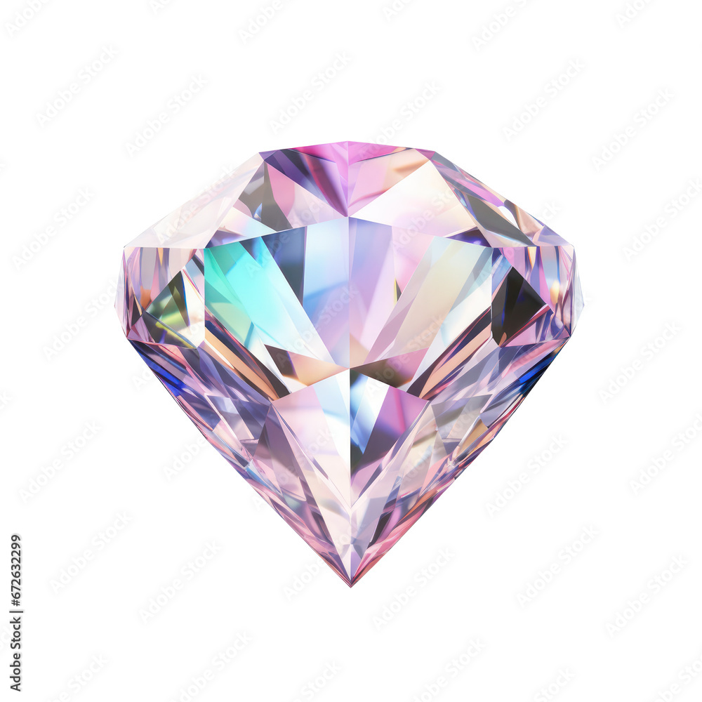 Holographic diamond crystal isolated on transparent background ...