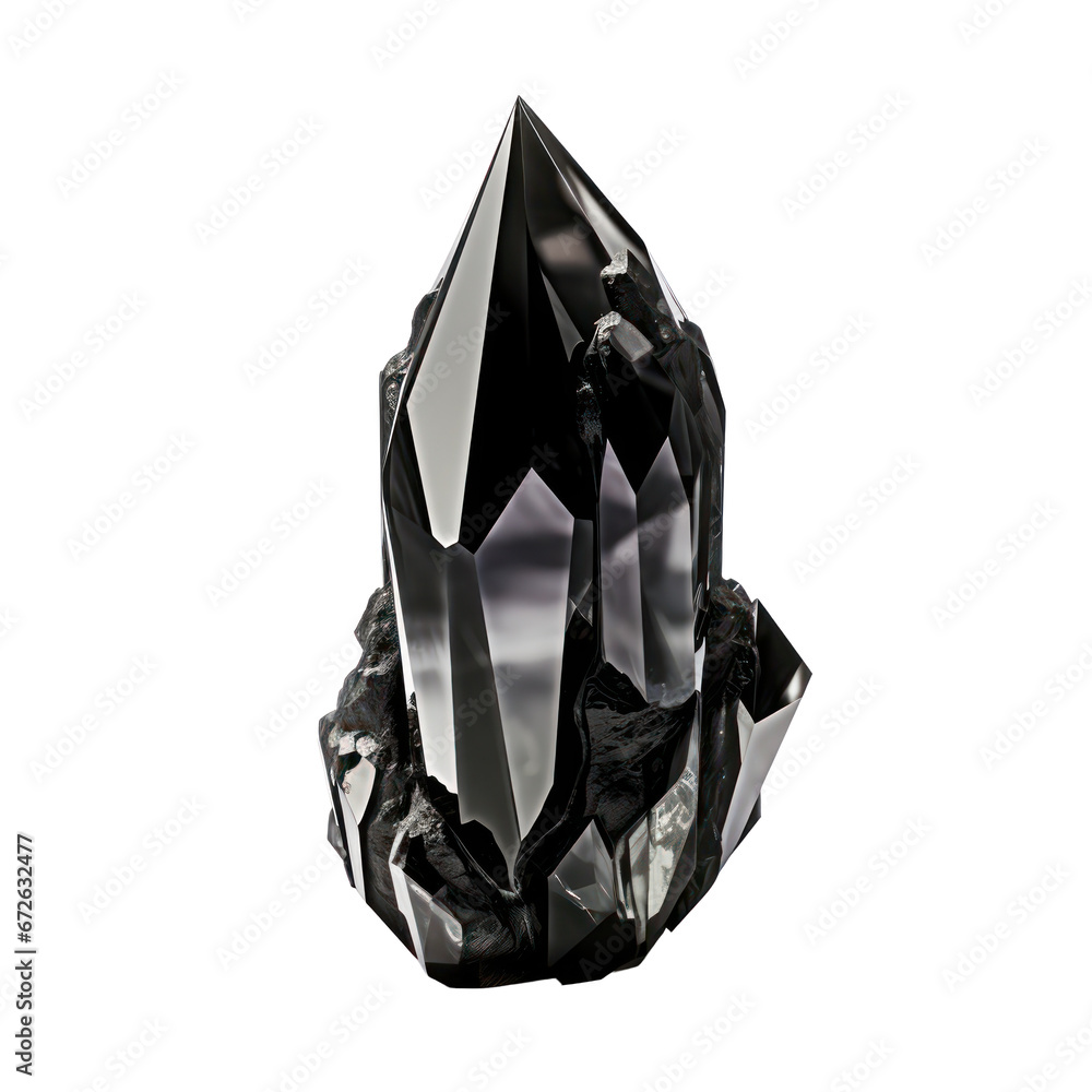 black crystal chunk isolated on transparent background,transparency ...