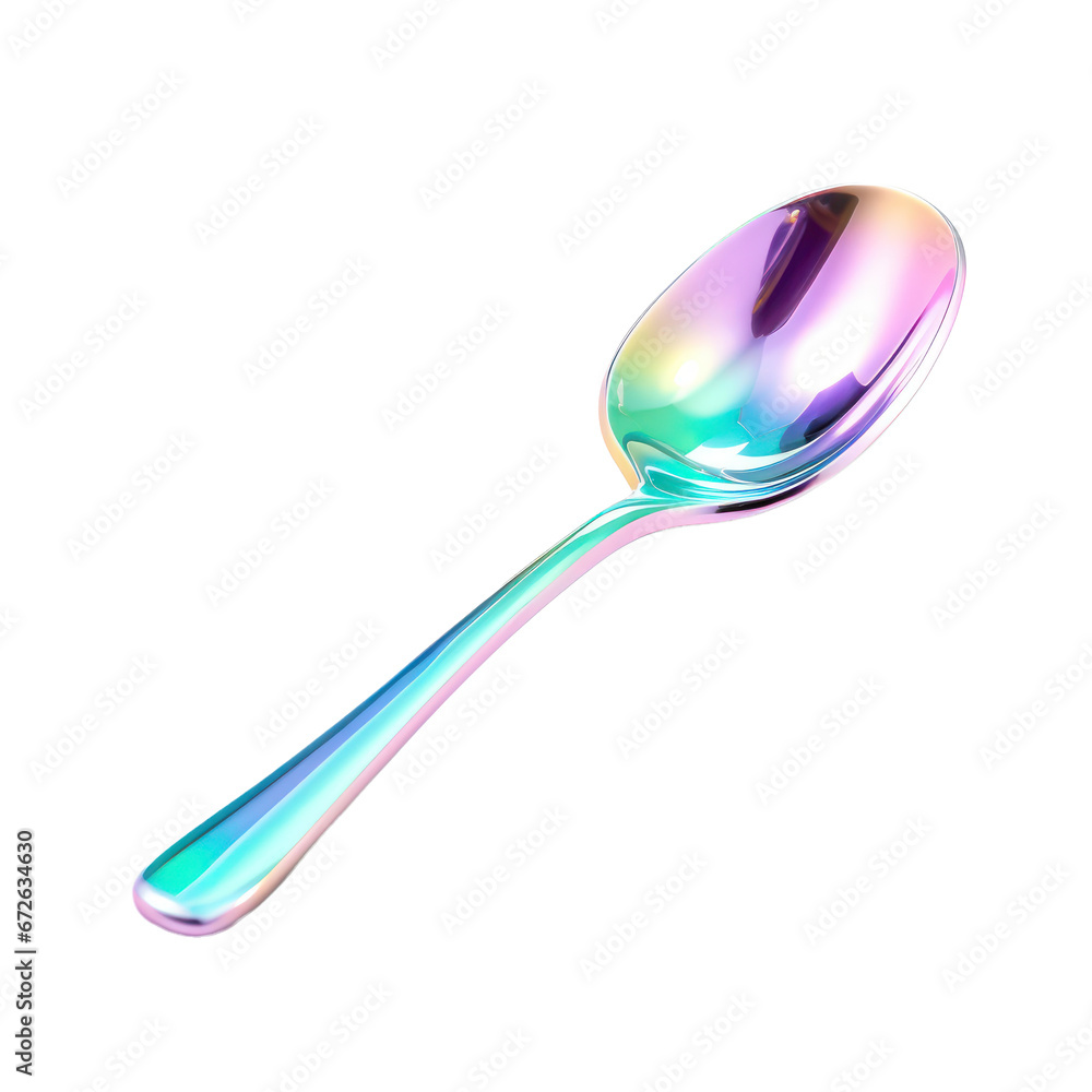 Holographic spoon isolated on transparent background,transparency Stock ...