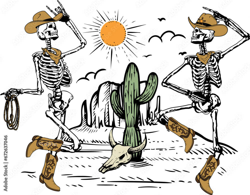 Western Cowboy Skeleton Svg, Dancing Skeletons Svg, Howdy Skeleton Svg ...
