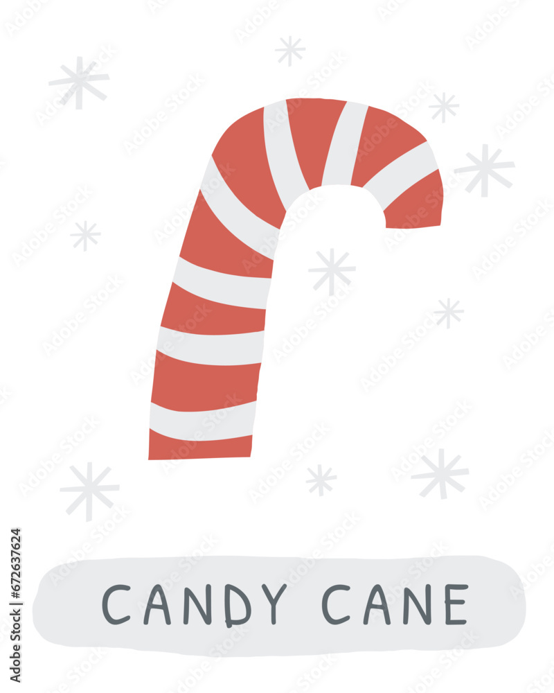 Winter flashcard. Learning English words for kids. Cute hand drawn ...