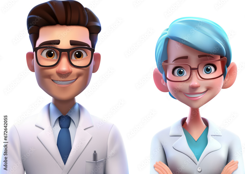 3d doctors avatars. Male and female medical character, detailed ...
