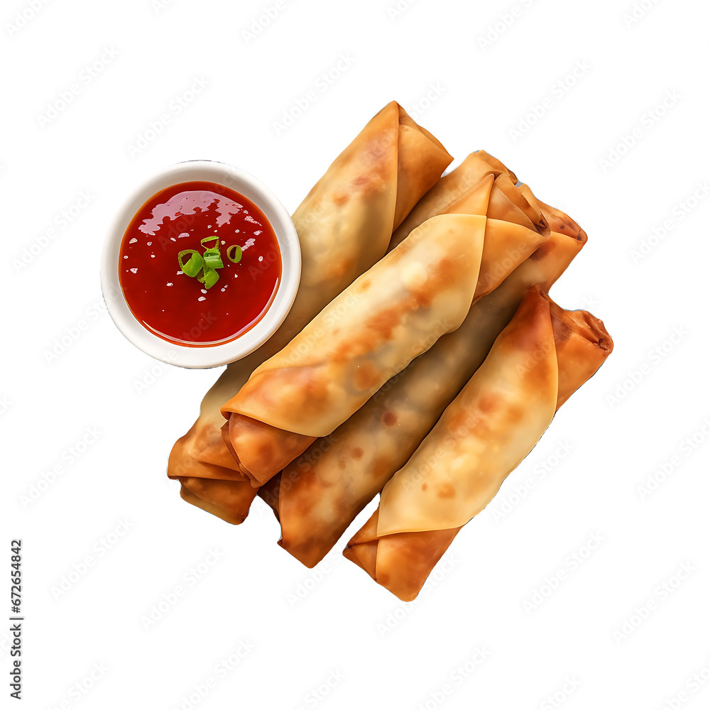 lumpias with sweet sauce isolated on transparent background Stock ...