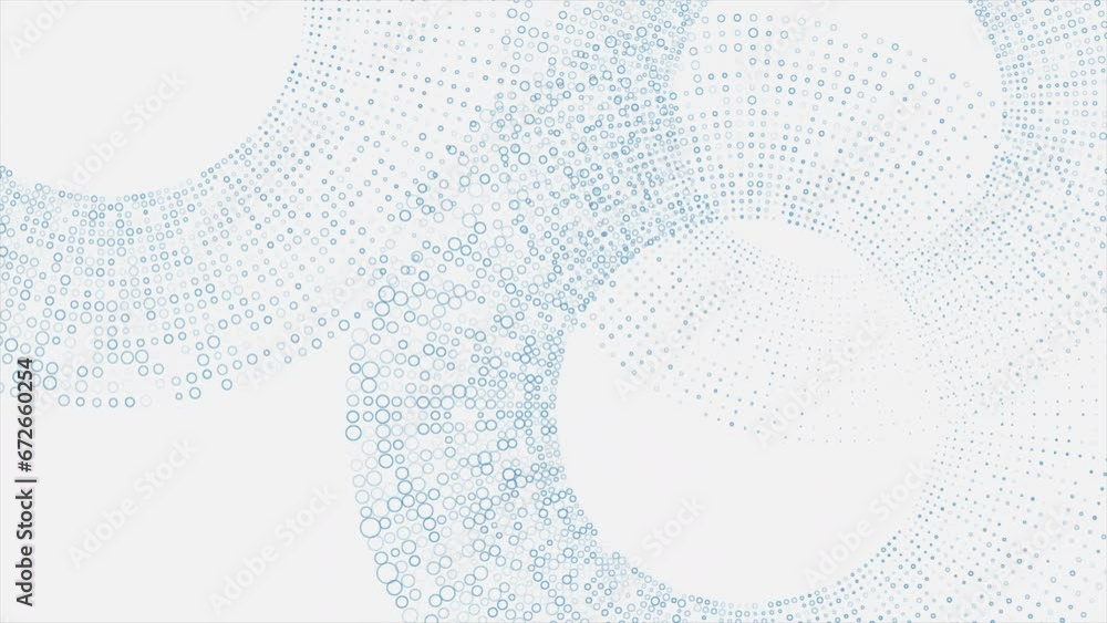 Minimal tech blue halftones dotted circles abstract background. Seamless looping geometric ...