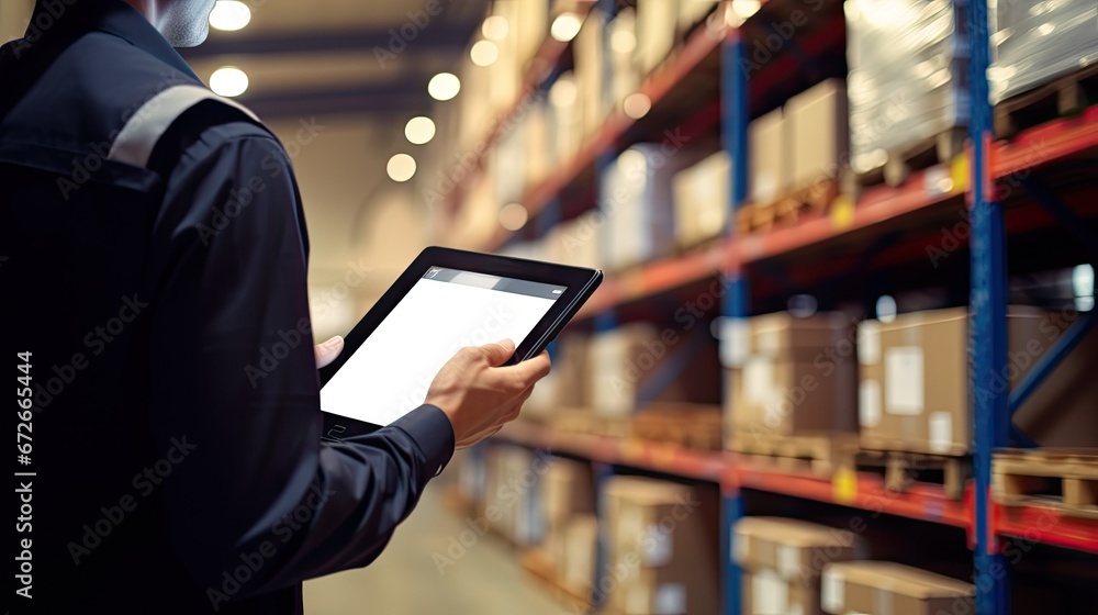 Warehouse management system with barcode reader and tablet PC ...