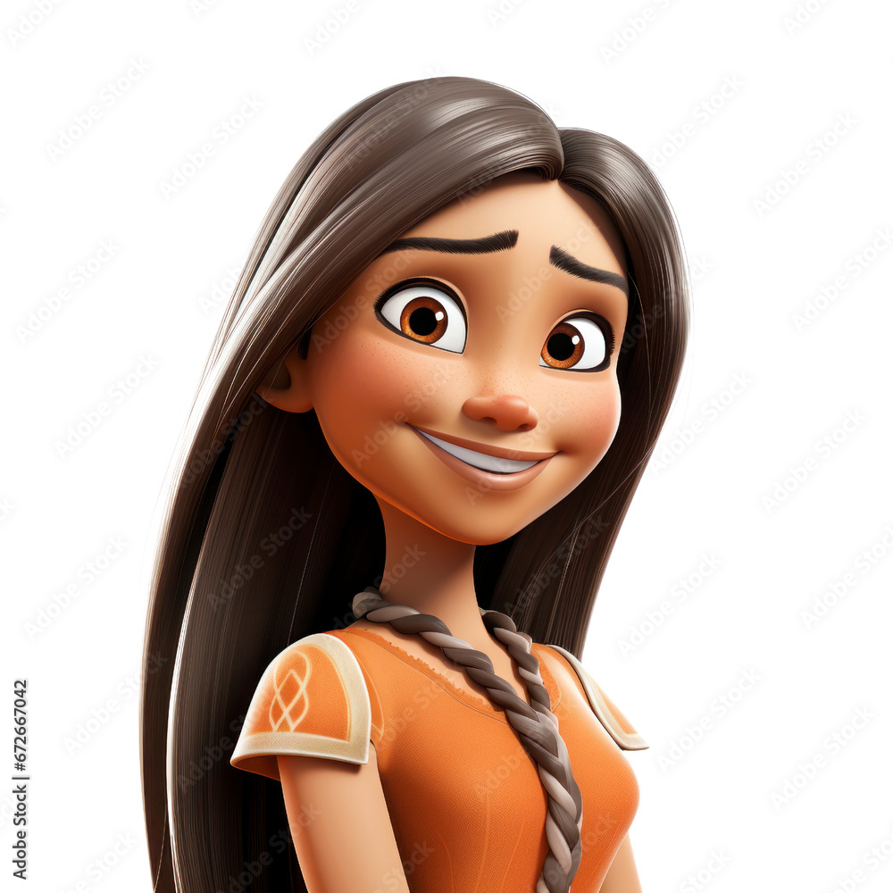 Native American female avatar with long straight hair and high ...