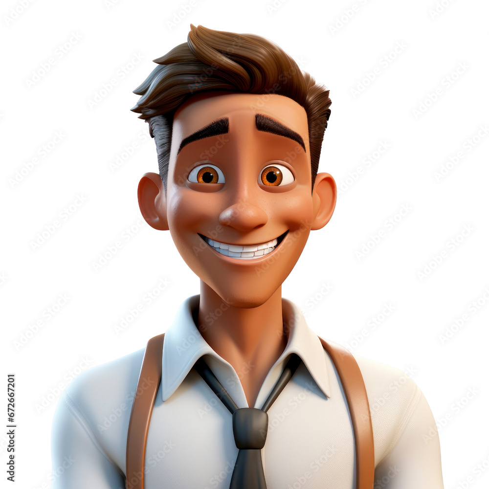 Latino male avatar with slicked-back hair and tan skin on an isolated ...