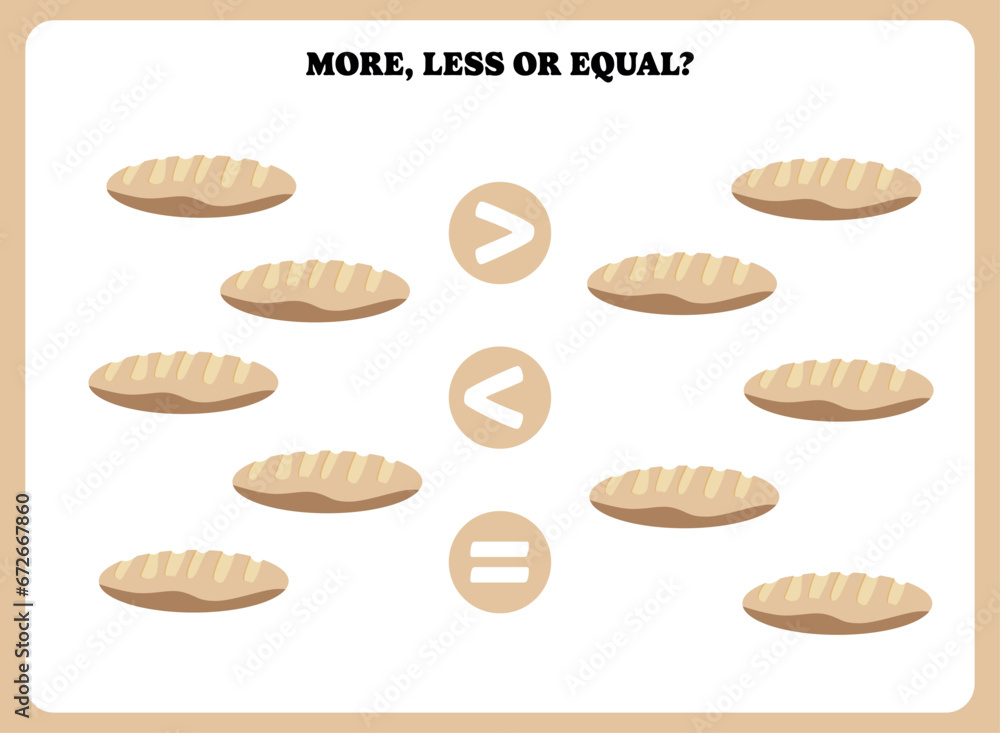 More less or equal. Educational math game for kids. Printable worksheet ...