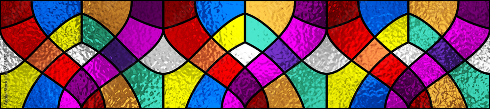 Stained glass window. Seamless geometric colorful pattern. Abstract ...
