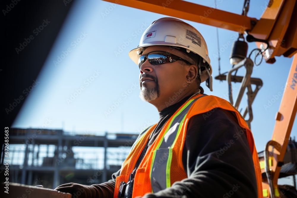 construction banksman monitoring a crane lift, emphasizing their role ...