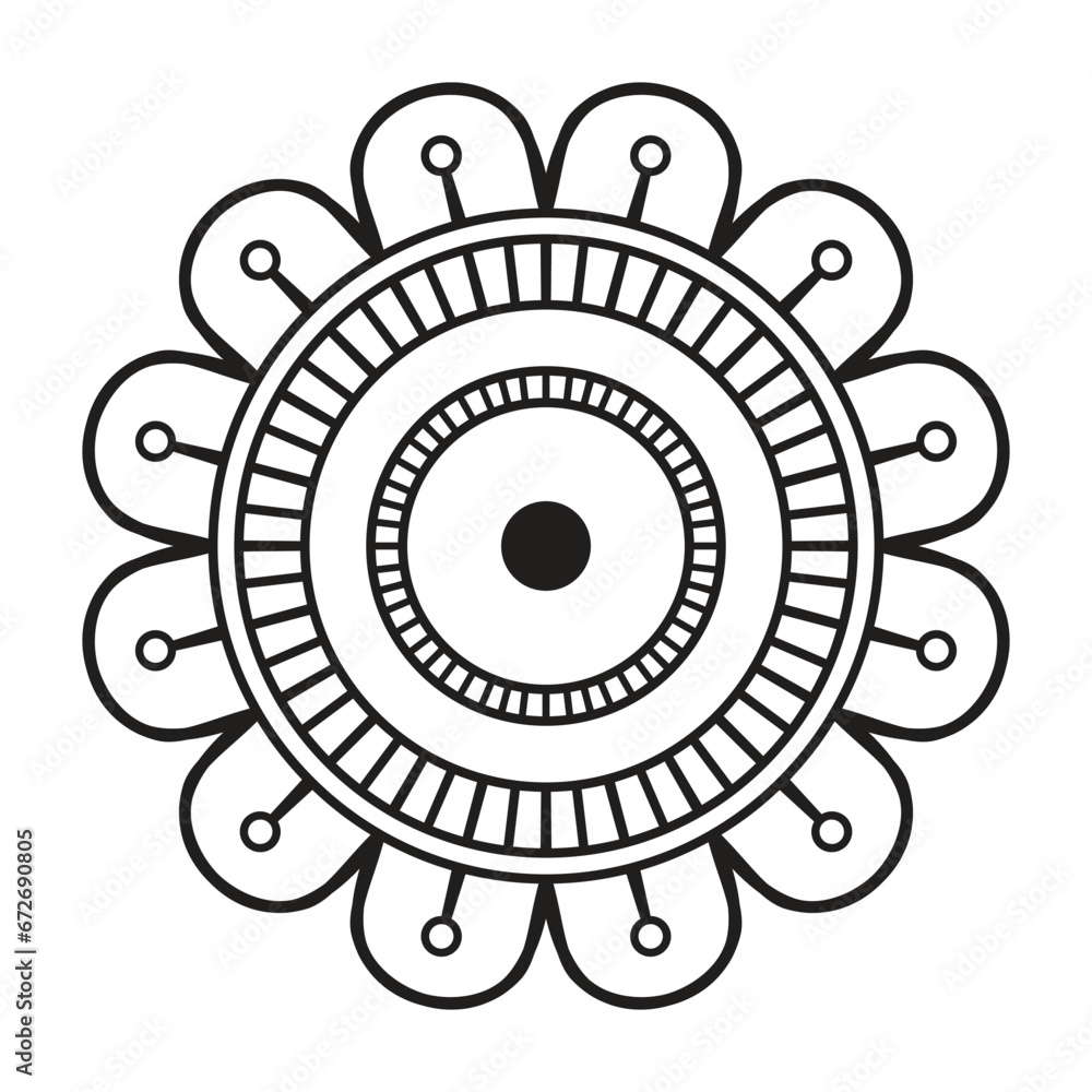 simple mandala black and white outline - easy mandalas coloring pages ...