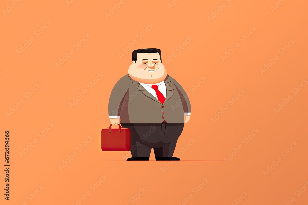 Strict fat businessman who does important work, With copy text space ...