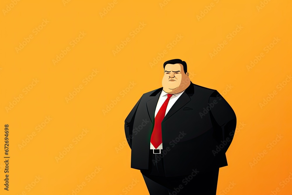 Strict fat businessman who does important work, With copy text space ...