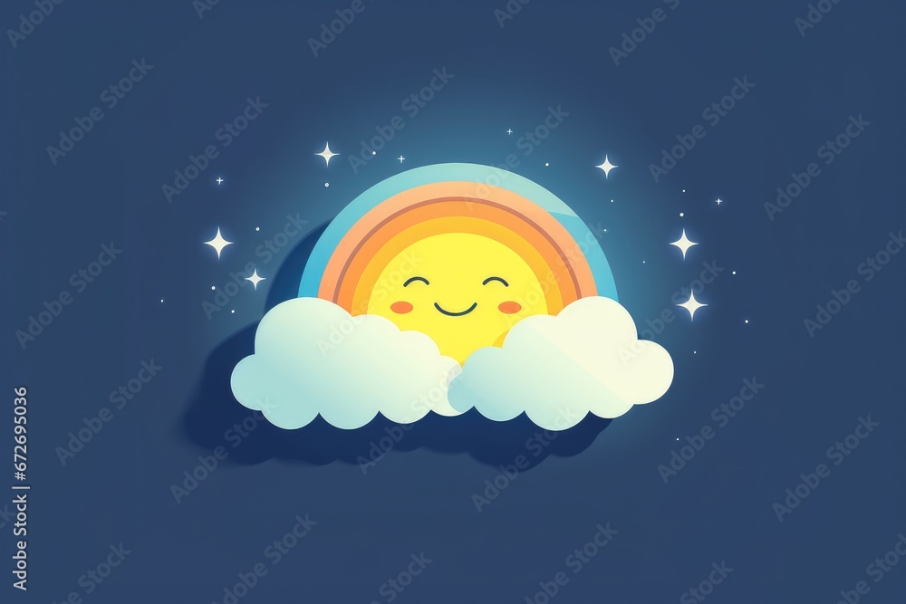 Illustration of weather icon for a humid day. Sky with the sun and ...