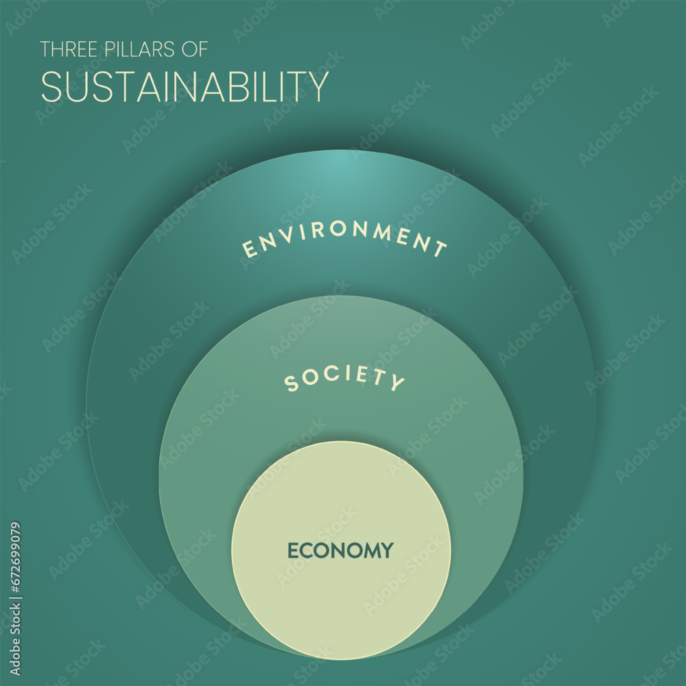 Vetor de Three Pillars of Sustainable Development framework diagram ...