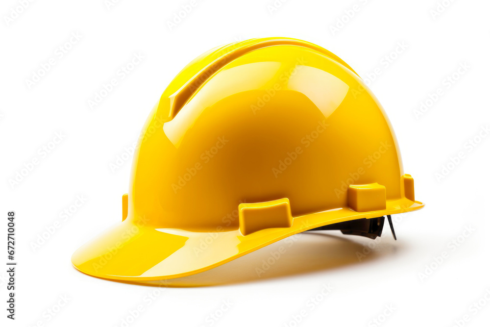 A bright yellow hardhat, a solid and essential helmet for contractors ...
