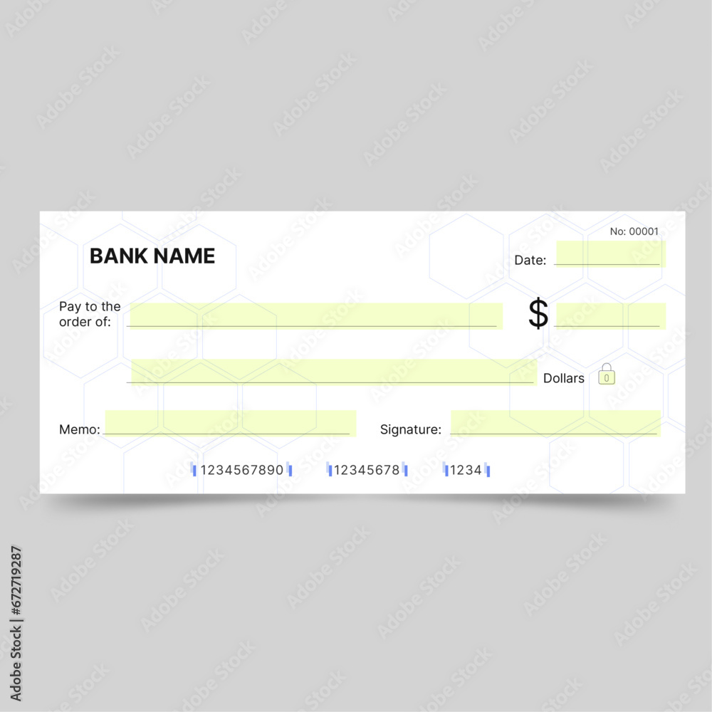 Blank check, vector blank money cheque, checkbook template with ...