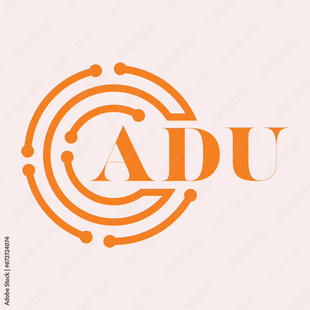ADU letter design.ADU letter technology logo design on white background ...