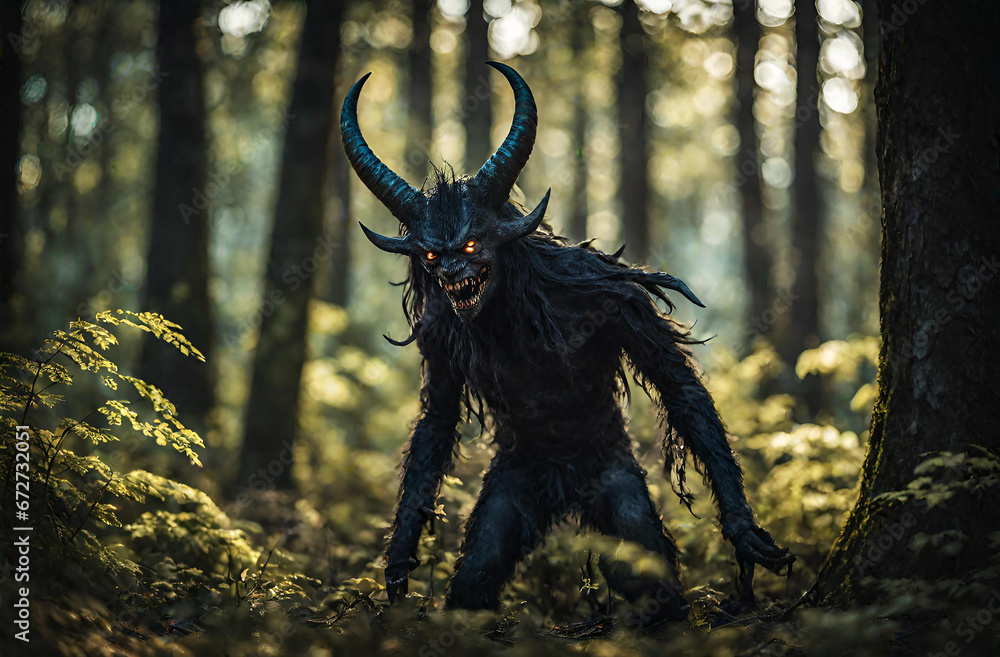 Ferocious, hideous monsters in the mysterious forest of horror ...