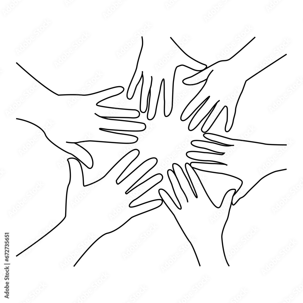 Shot of a diverse group of business people joining their hands in a ...