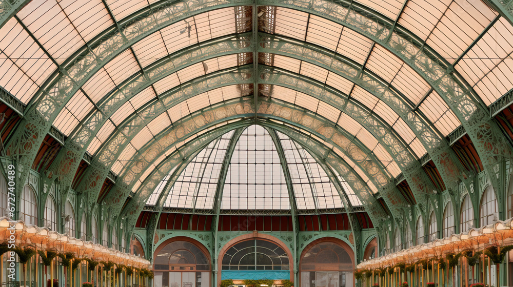 Wrought iron skylight in an historic building created with Generative ...