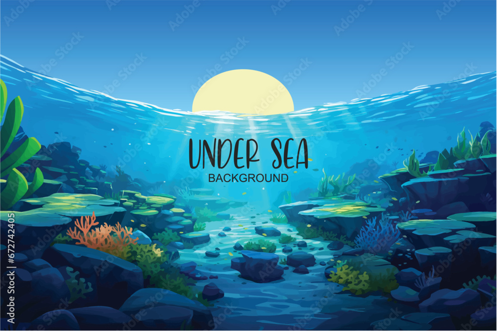 under sea world with algae and plants Stock Vector | Adobe Stock