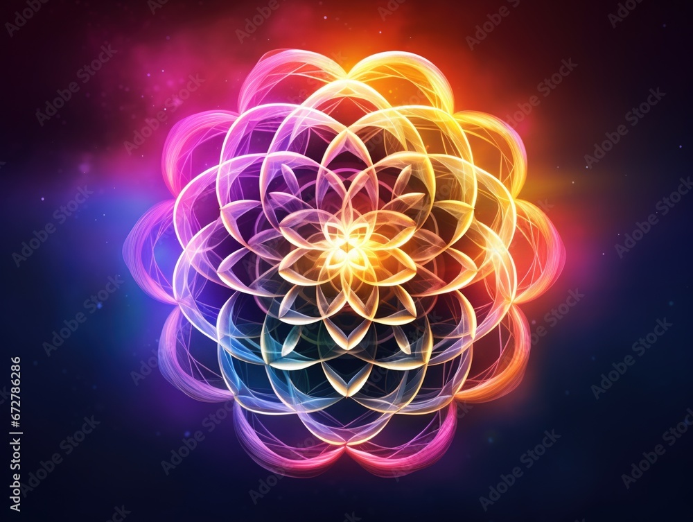 Flower of life - the interlocking circles ancient symbol. Sacred ...