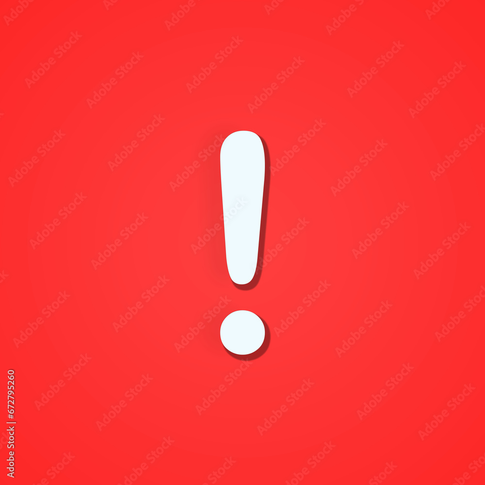 White caution warning sing on red background for attention exclamation ...