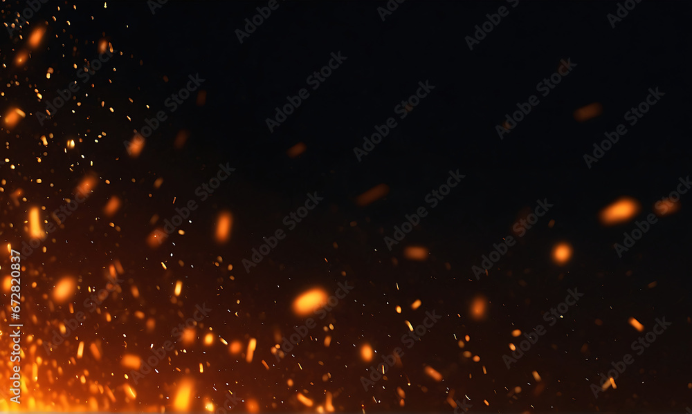 Realistic burning fire flames background flaming particles sparks ...