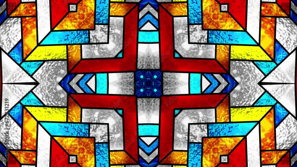 Stained glass. Seamless looping multicolor animation footage ...