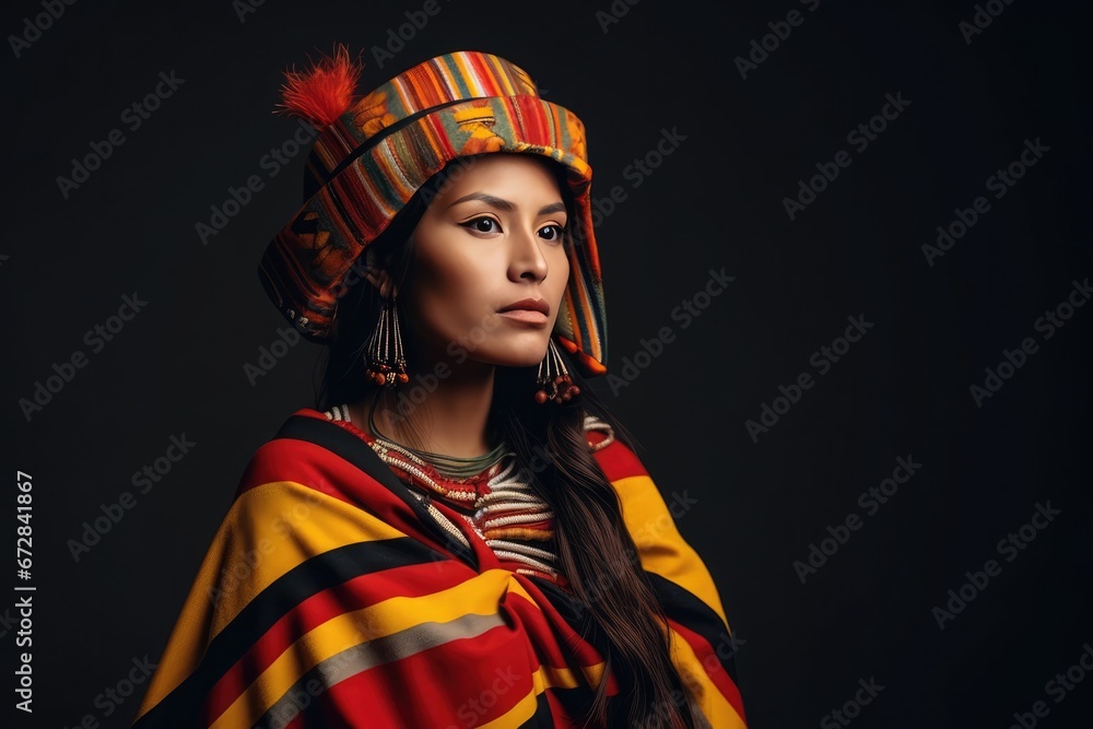 Inca Woman In Traditional Clothes Andean Culture Copy Space Stock Photo ...