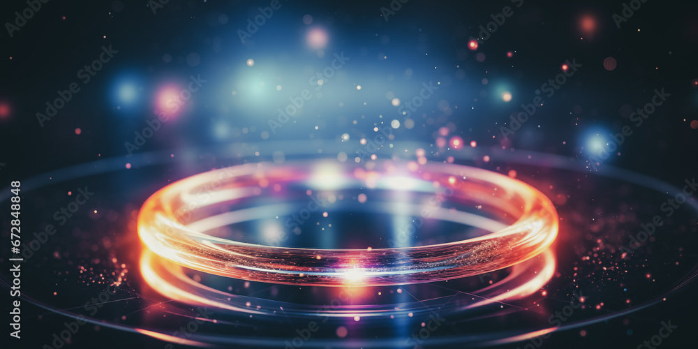 Technology background with plasma energy, nuclear fusion technology ...